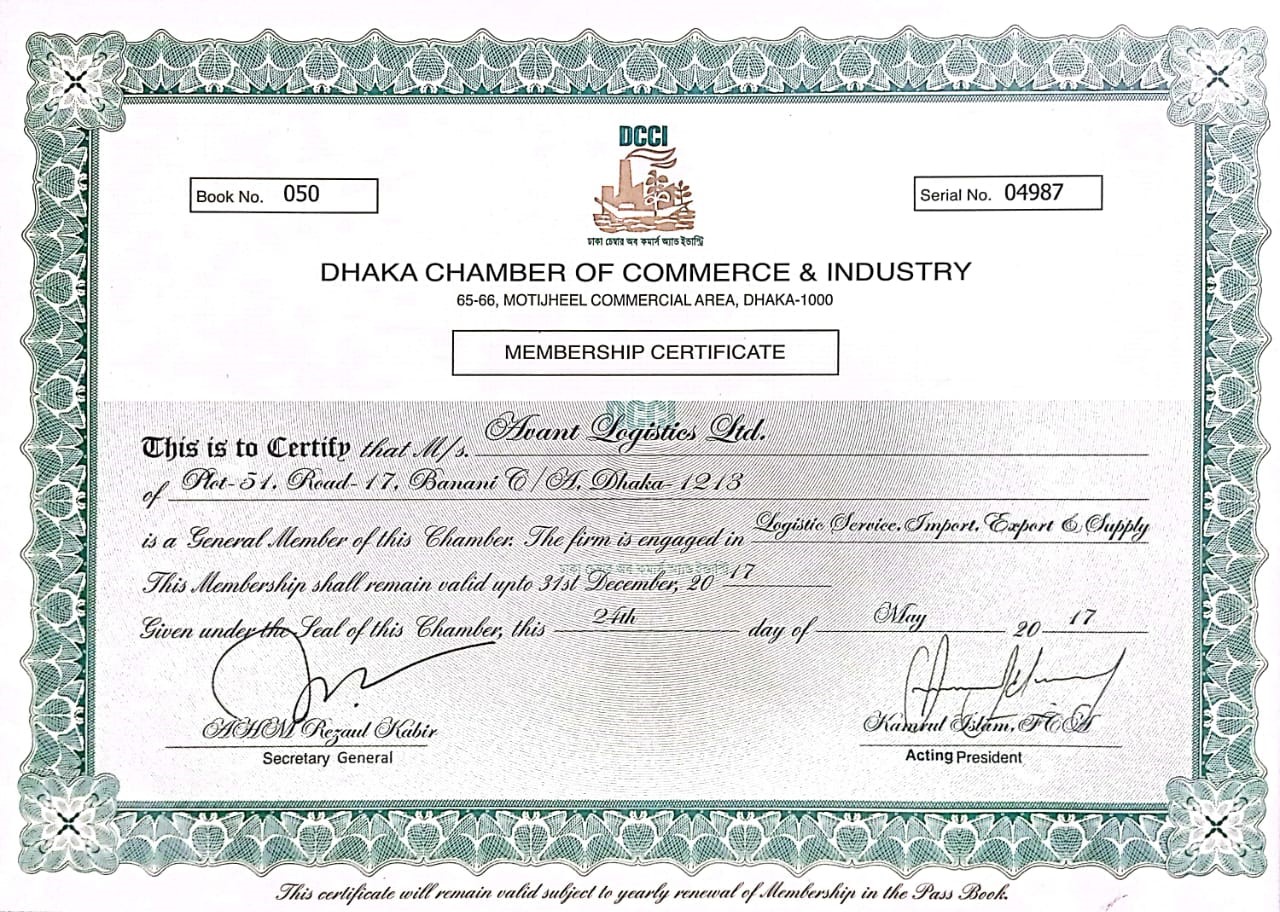 Certifications – Avant Logistics Limited